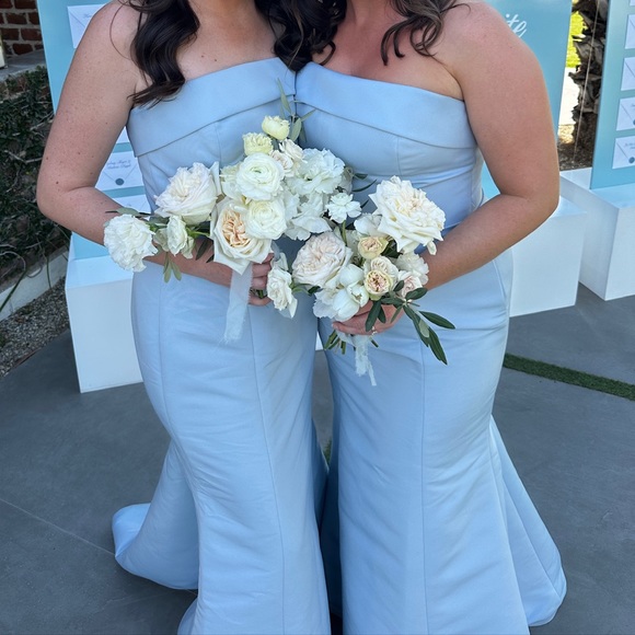 Amsale | Dresses | Bella Bridesmaid Dress Worn Once Amsale Jaylin In Color Ice | Poshmark